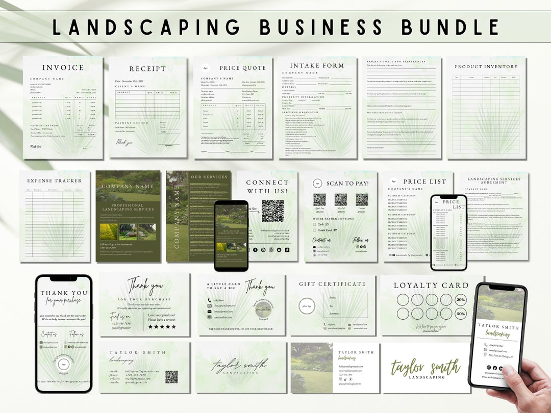 LANDSCAPING BUSINESS BUNDLE Landscaping Business Cards - Etsy