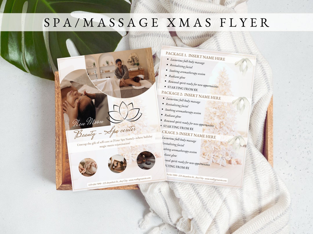 CHRISTMAS FLYER TEMPLATE for Spa. Massage Christmas Flyer. Christmas ...