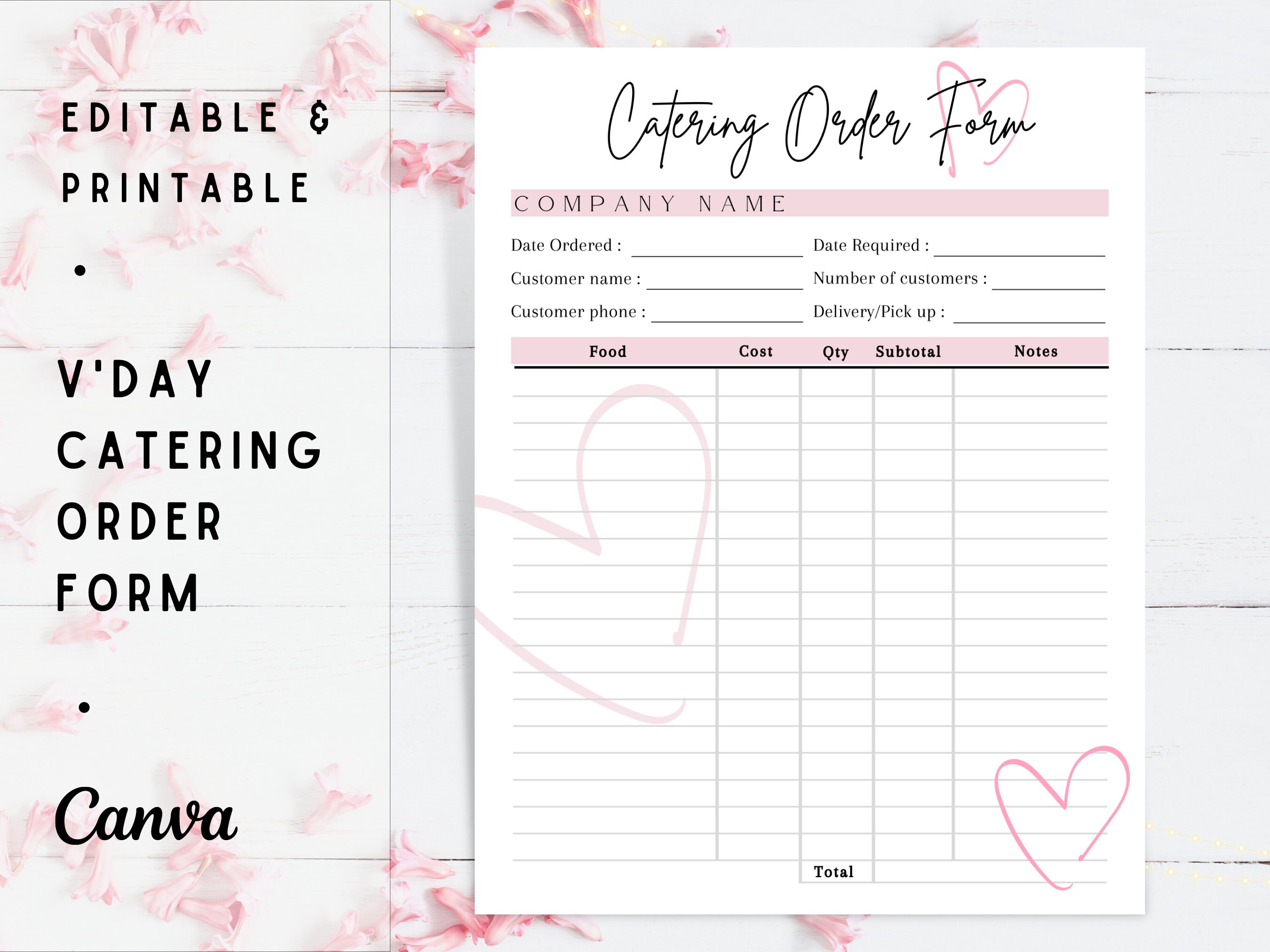 EDITABLE CATERING ORDER Form Printable Catering Order Form - Etsy Australia