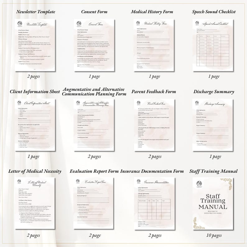 SPEECH THERAPY Forms Bundle – Editable SLP Templates for Speech ...