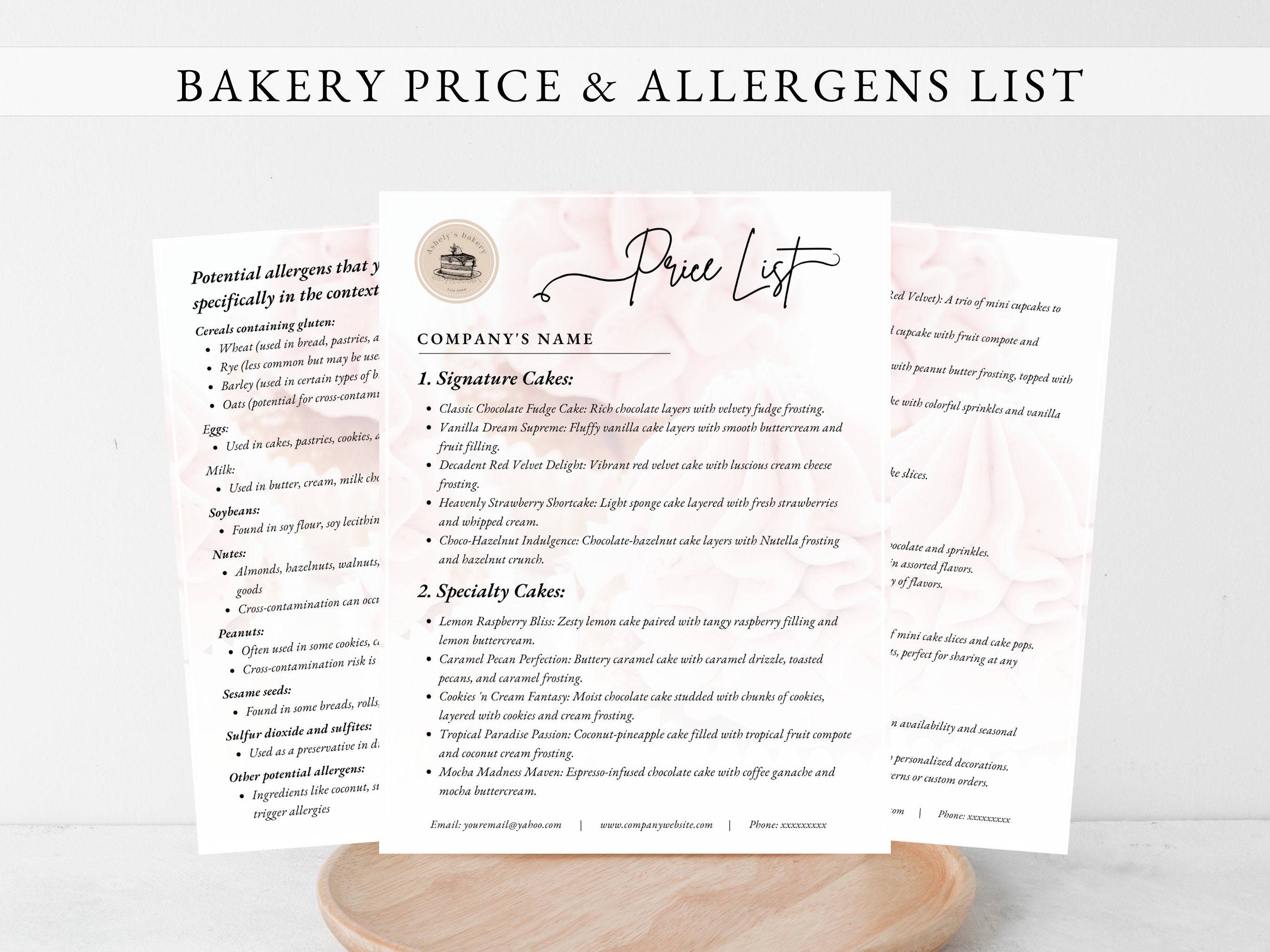 Bakery Goods List