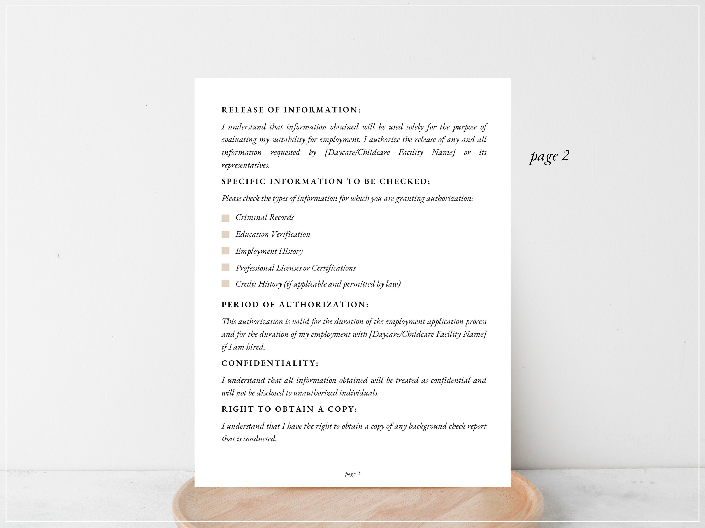 BACKGROUND CHECK CONSENT Form Template. Authorization Form for ...