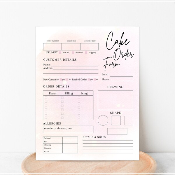 Cake Order Form - Etsy