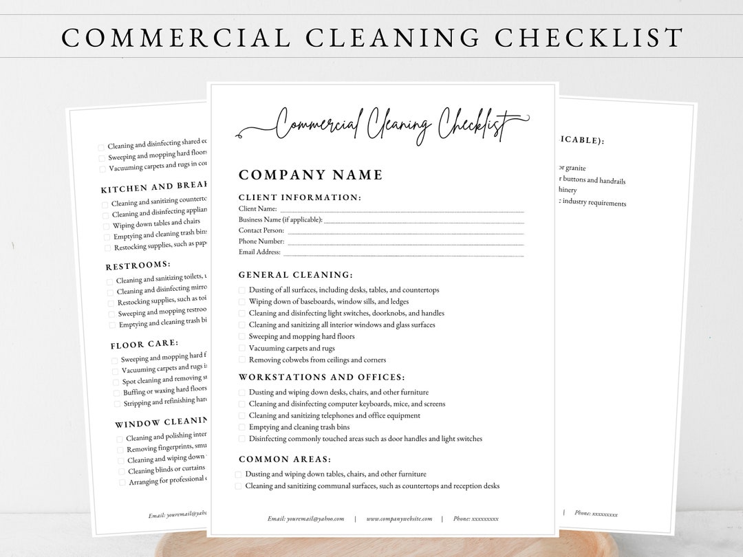 COMMERCIAL CLEANING CHECKLIST, Office Cleaning Checklist Template ...