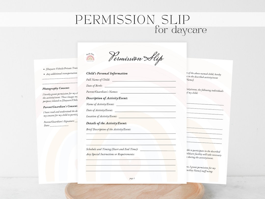 FIELD TRIP PERMISSION Slip Template for Daycare. Field Trip Form ...
