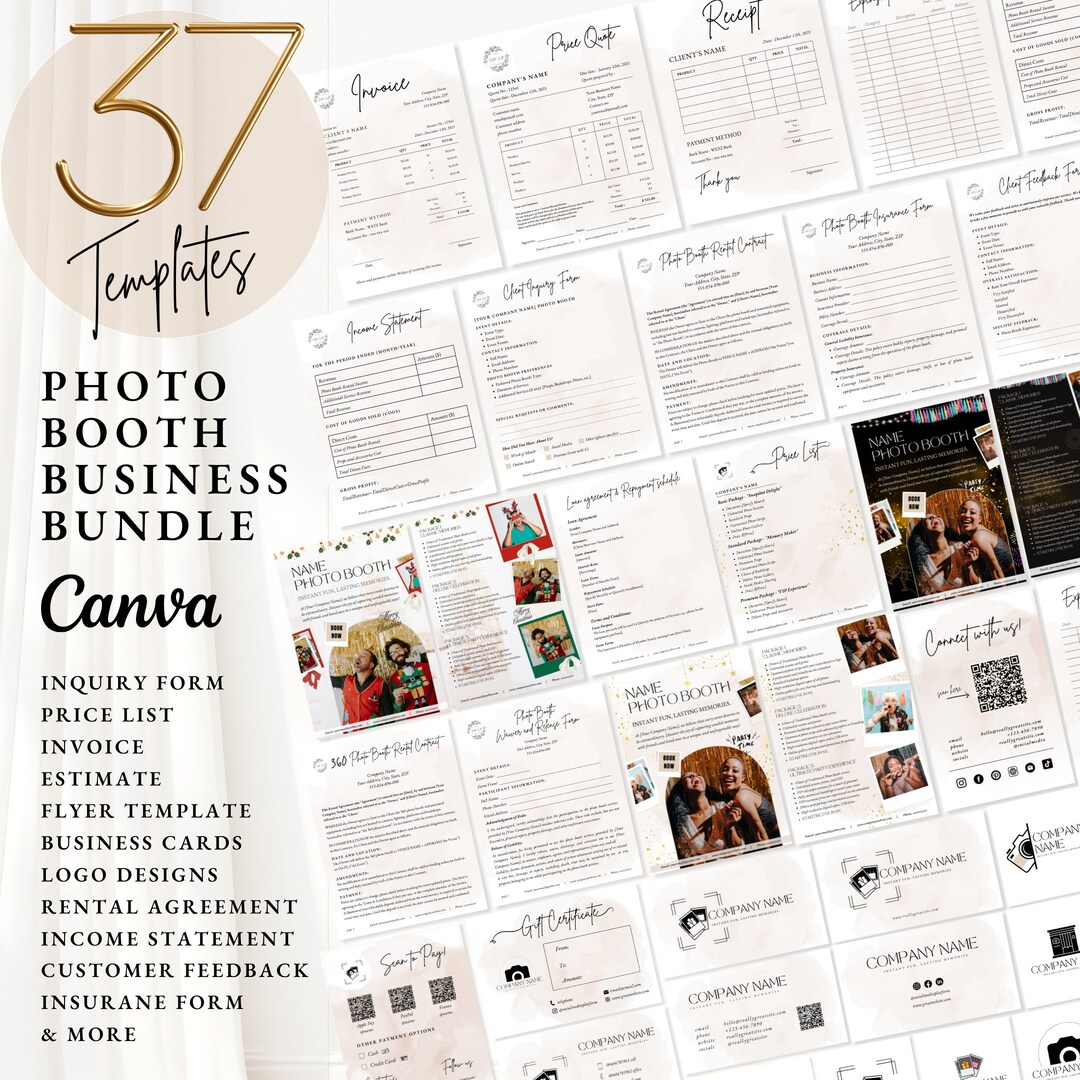 PHOTO BOOTH BRANDING Kit – Editable Canva Templates for Business Cards ...