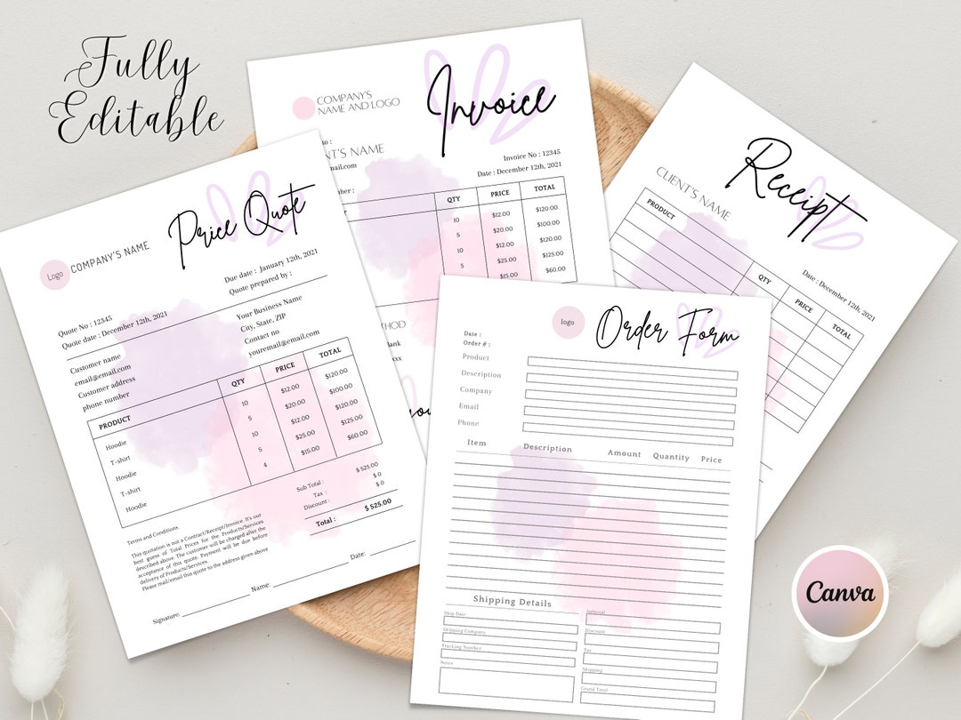 Small Business Bundle Documents, Invoice Template Download, Editable ...