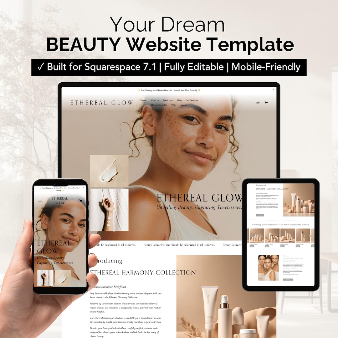 BEAUTY WEBSITE TEMPLATE – Editable Squarespace Design for Estheticians ...