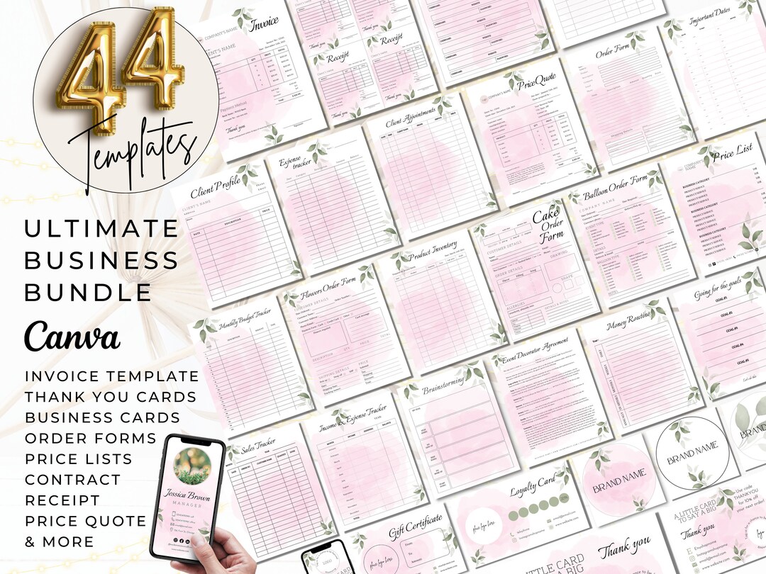 SMALL BUSINESS BUNDLE, Editable Business Templates, Invoice Template ...