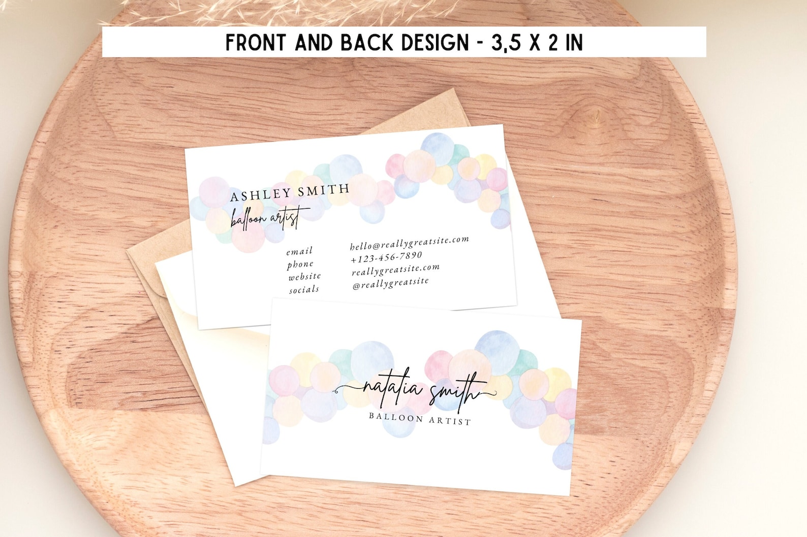 BALLOON ARTIST BUSINESS Cards, Editable Balloon Business Cards Template ...