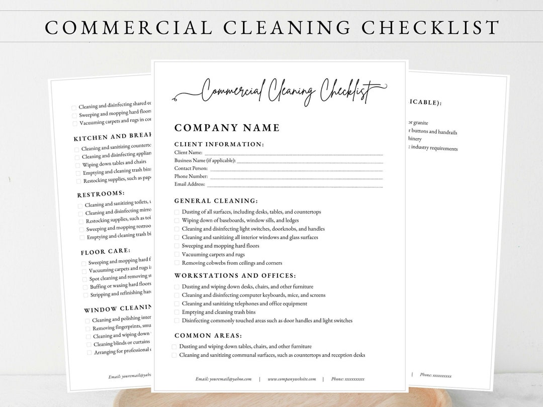 COMMERCIAL CLEANING CHECKLIST, Office Cleaning Checklist Template ...