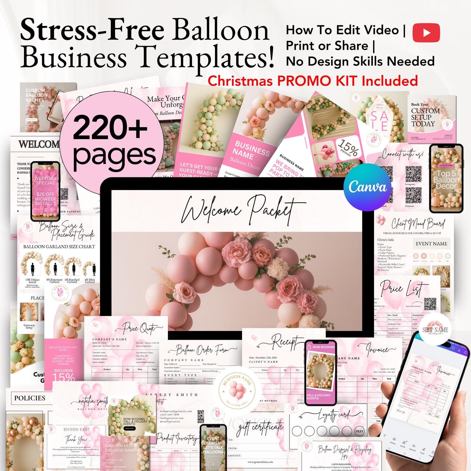 BALLOON INVOICE TEMPLATE, Editable Balloon Artist Invoice Template ...
