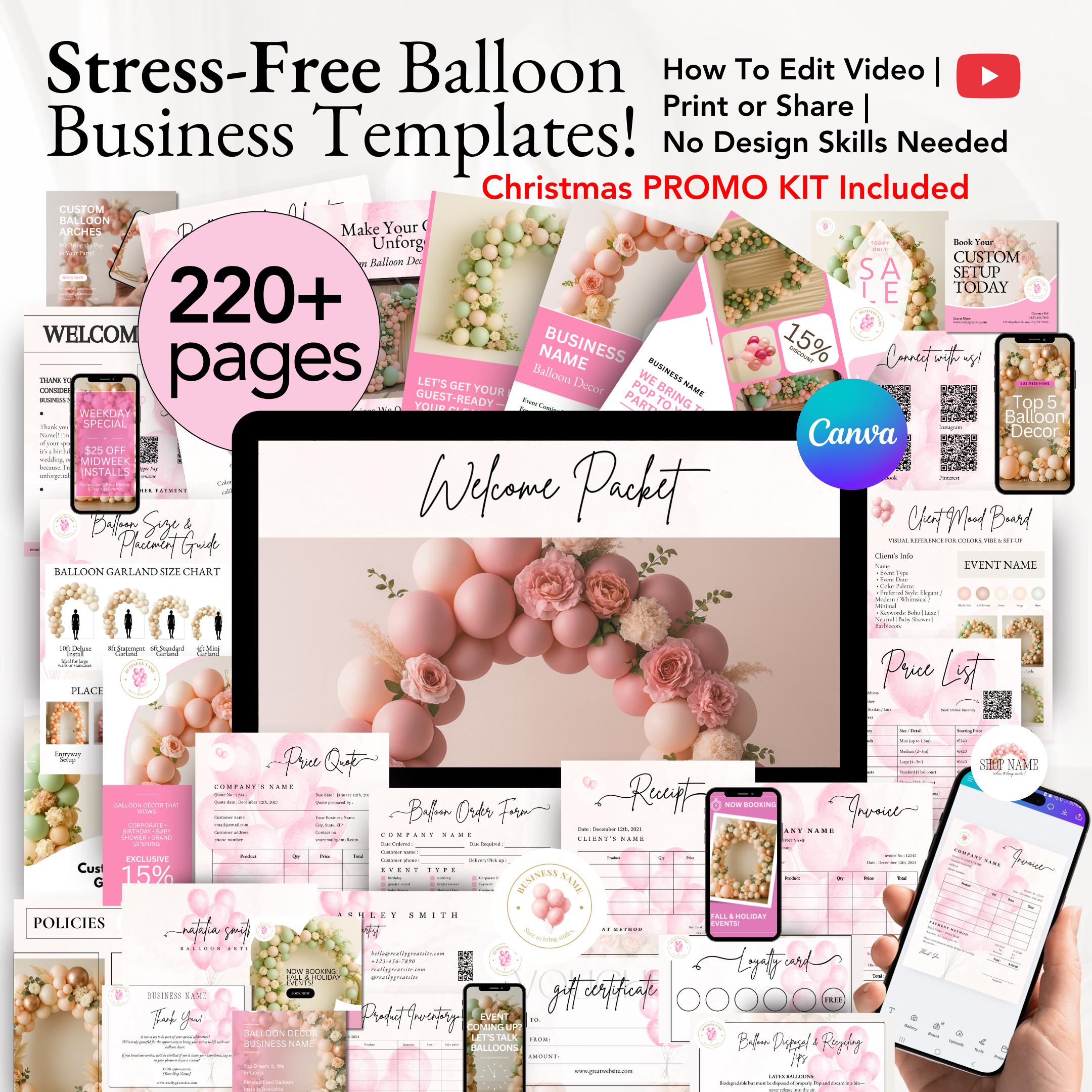 BALLOON INVOICE TEMPLATE, Editable Balloon Artist Invoice Template ...
