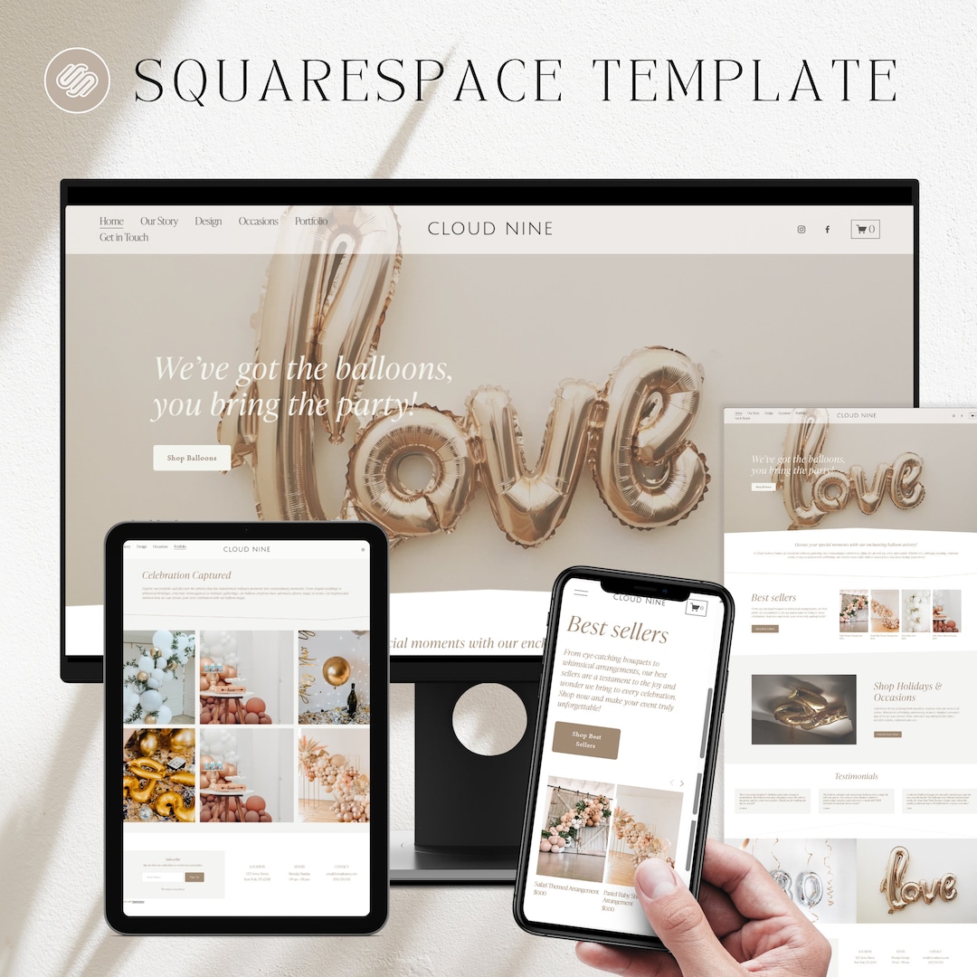 BALLOON WEBSITE TEMPLATE, Balloon Shop Squarespace Website Template ...