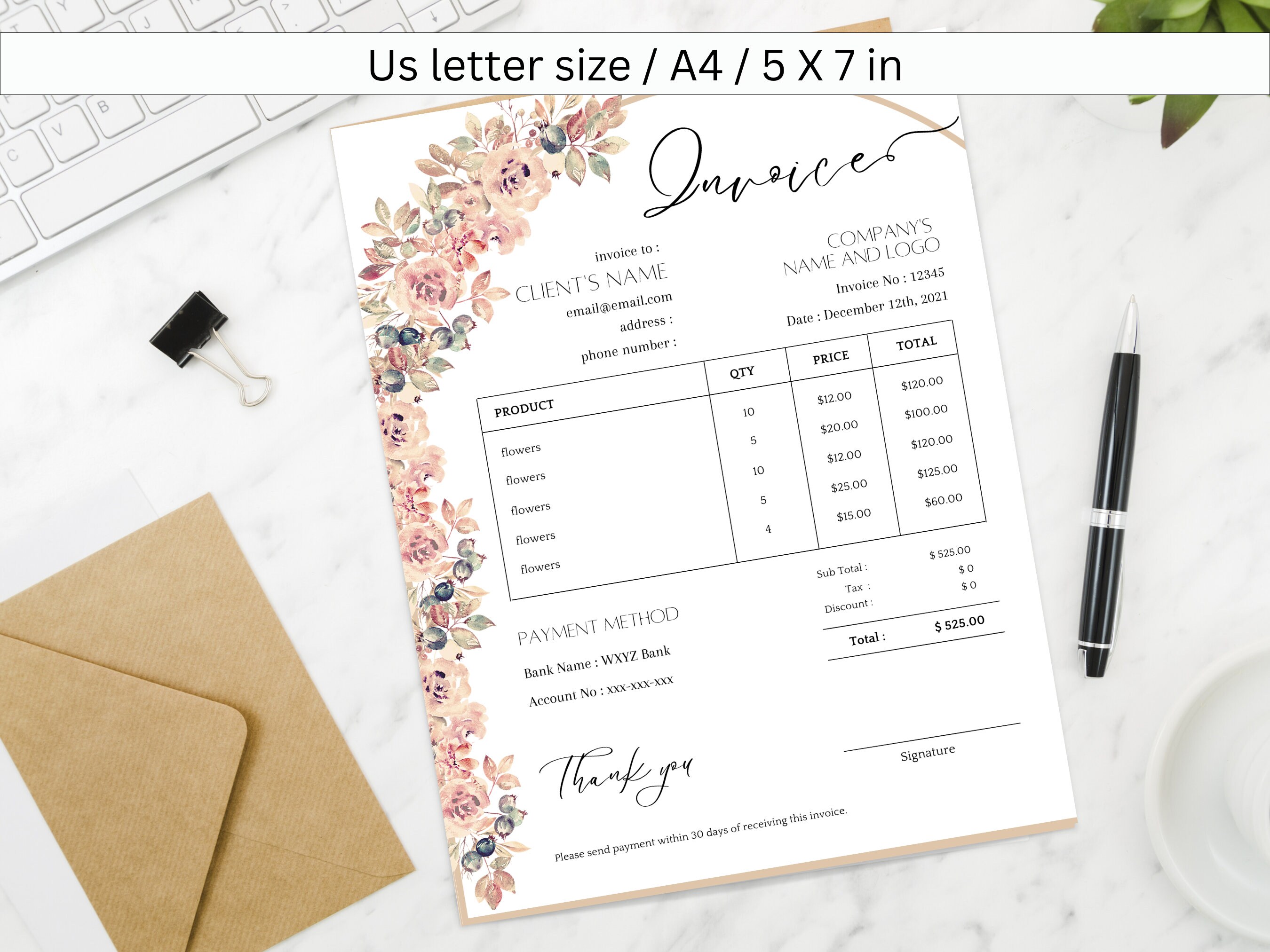 INVOICE TEMPLATE Download Invoice Template for Small - Etsy UK