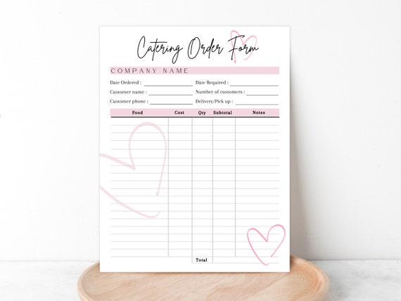 Preference Food Order Form Printable Food Order Form Template