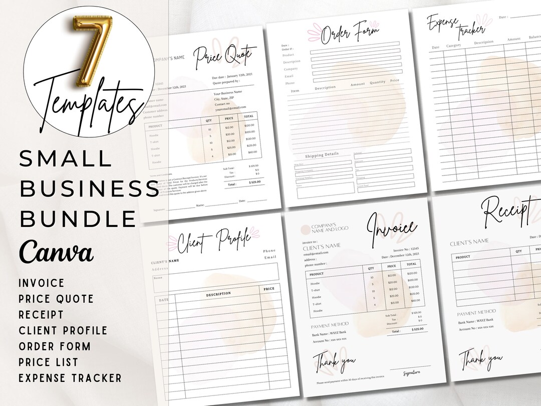 BUSINESS BUNDLE TEMPLATES, Small Business Documents, Invoice Template ...