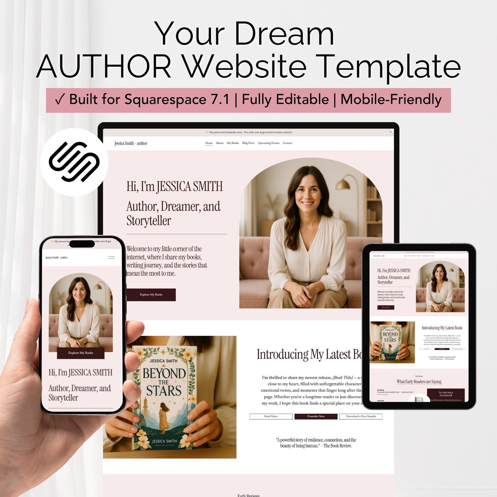 AUTHOR WEBSITE TEMPLATE – Editable Squarespace Design for Writers ...
