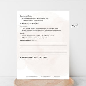 PHOTO BOOTH MAINTENANCE Checklist. Photo Booth Equipment Inspection ...