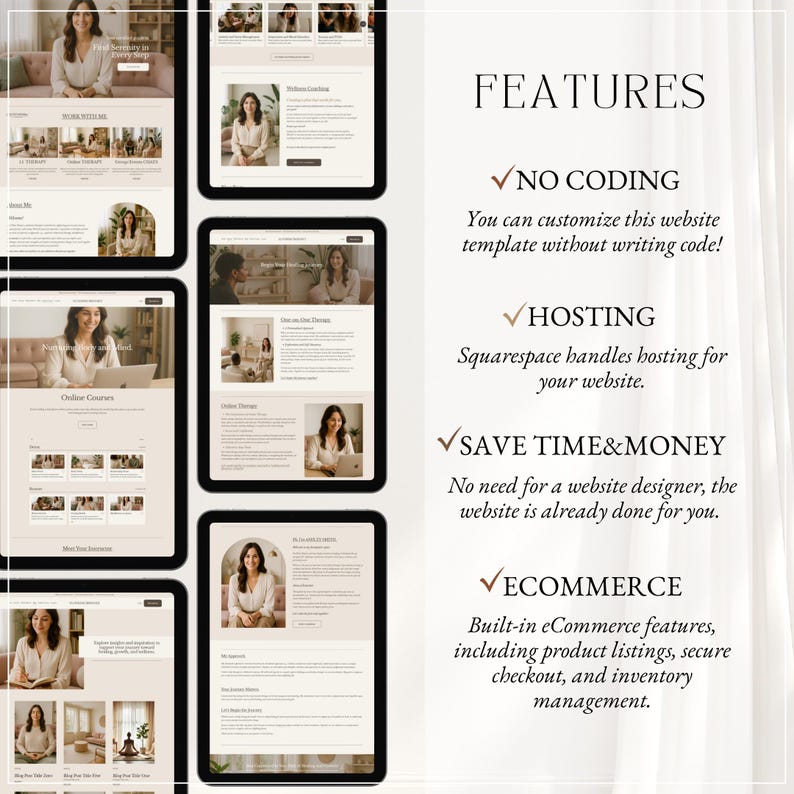 SQUARESPACE THERAPIST WEBSITE Template - Online Booking, Editable ...