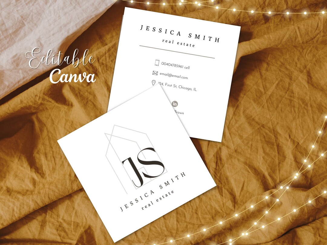 EDITABLE REAL ESTATE Business Cards Square Realtor Business - Etsy ...