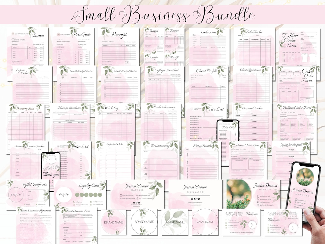 SMALL BUSINESS TEMPLATES Bundle, Editable Business Forms, Invoice ...