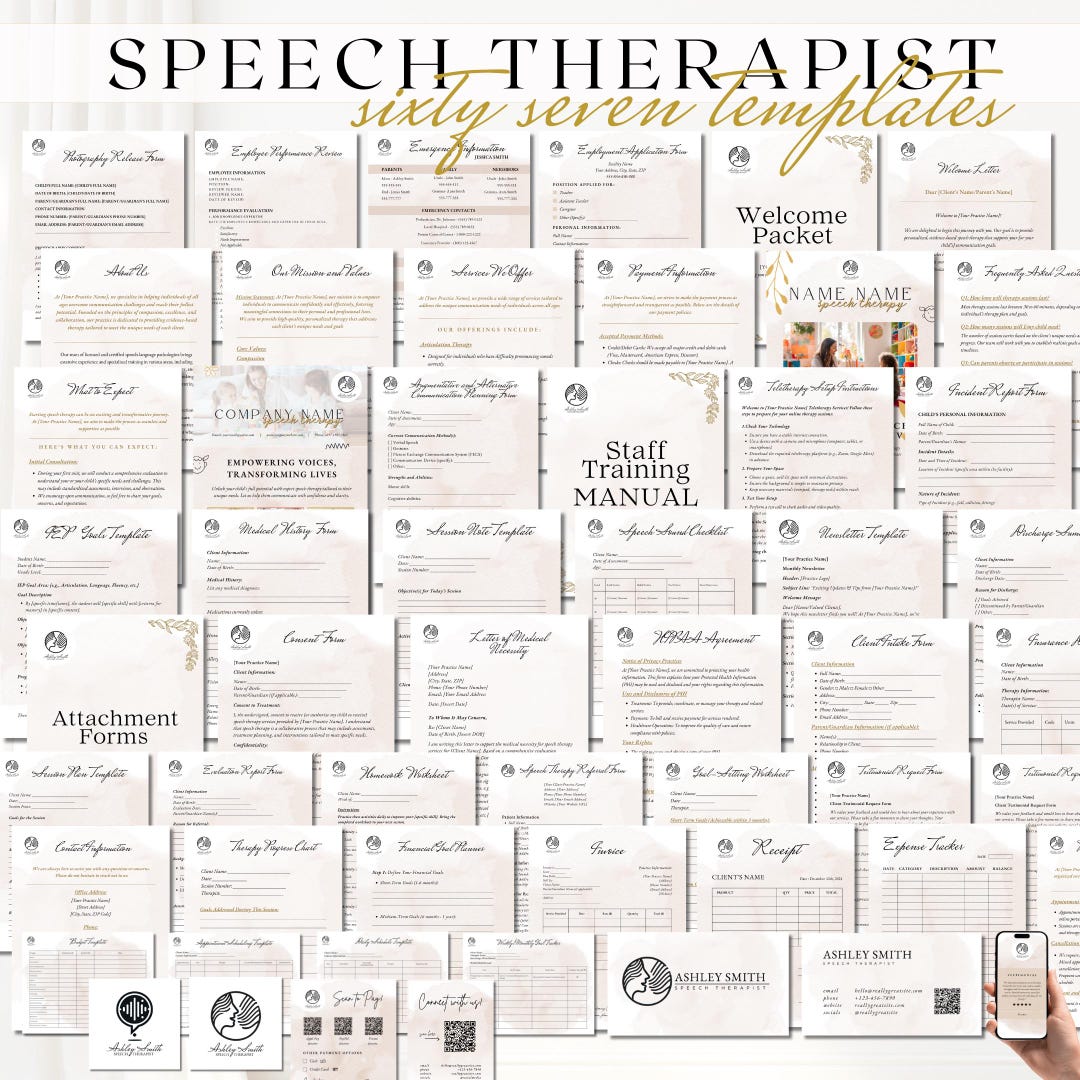 SPEECH THERAPY Forms. Speech Therapist Business Bundle. Professional ...