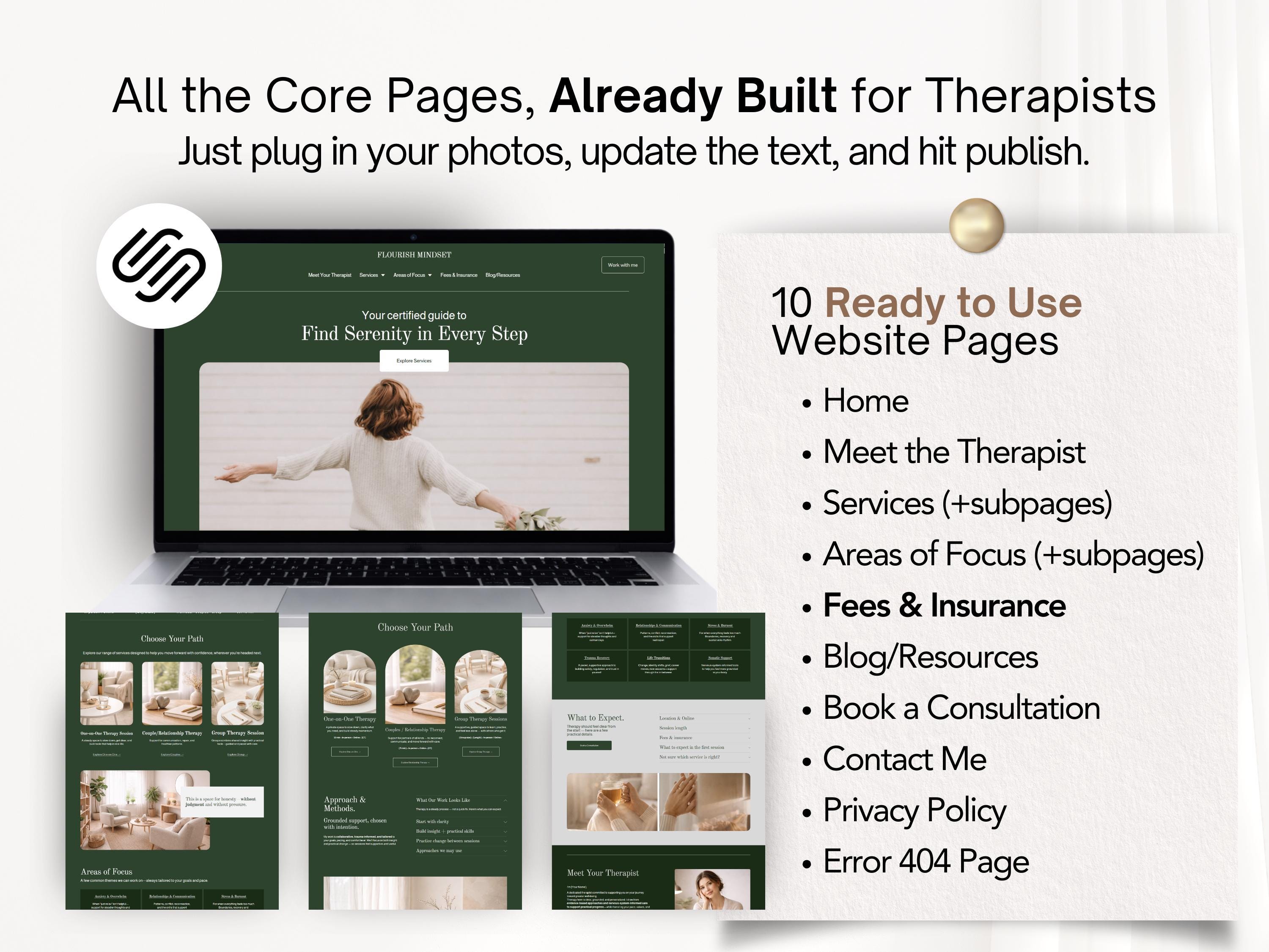 THERAPIST WEBSITE DESIGN – Editable Squarespace Template for ...