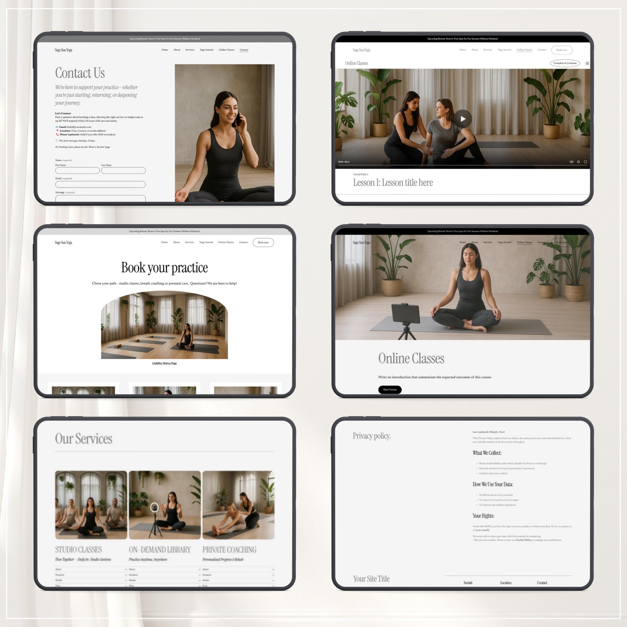 YOGA WEBSITE TEMPLATE – Editable Squarespace Design for Yoga ...