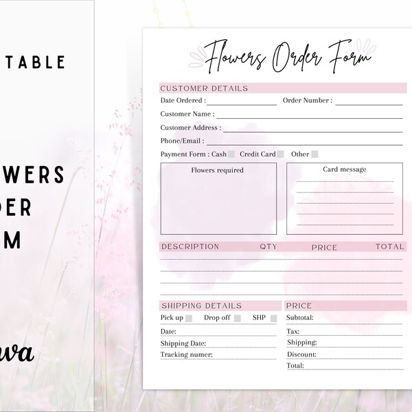 Florist Form - Etsy