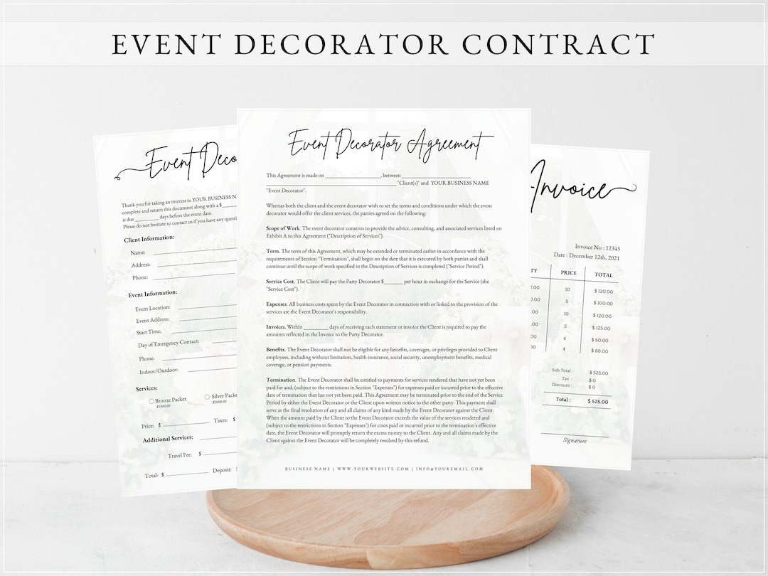 EVENT DECORATOR CONTRACT Template Event Décor Contract - Etsy