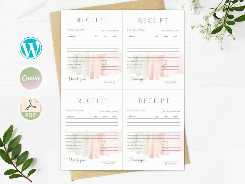 PLANTILLA DE RECIBO Recibo de factura editable para pequeñas - Etsy España