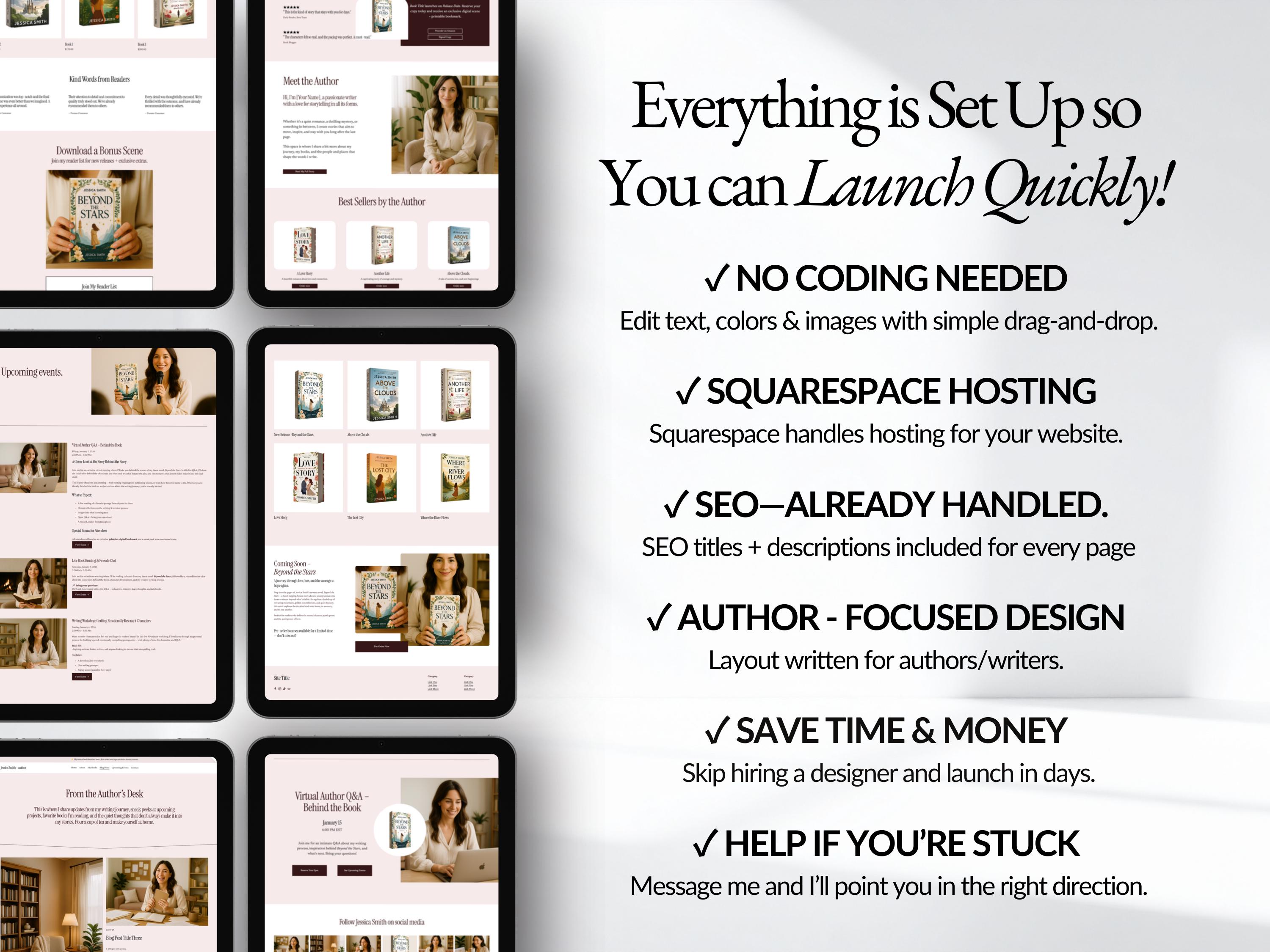 AUTHOR WEBSITE TEMPLATE – Editable Squarespace Design for Writers ...