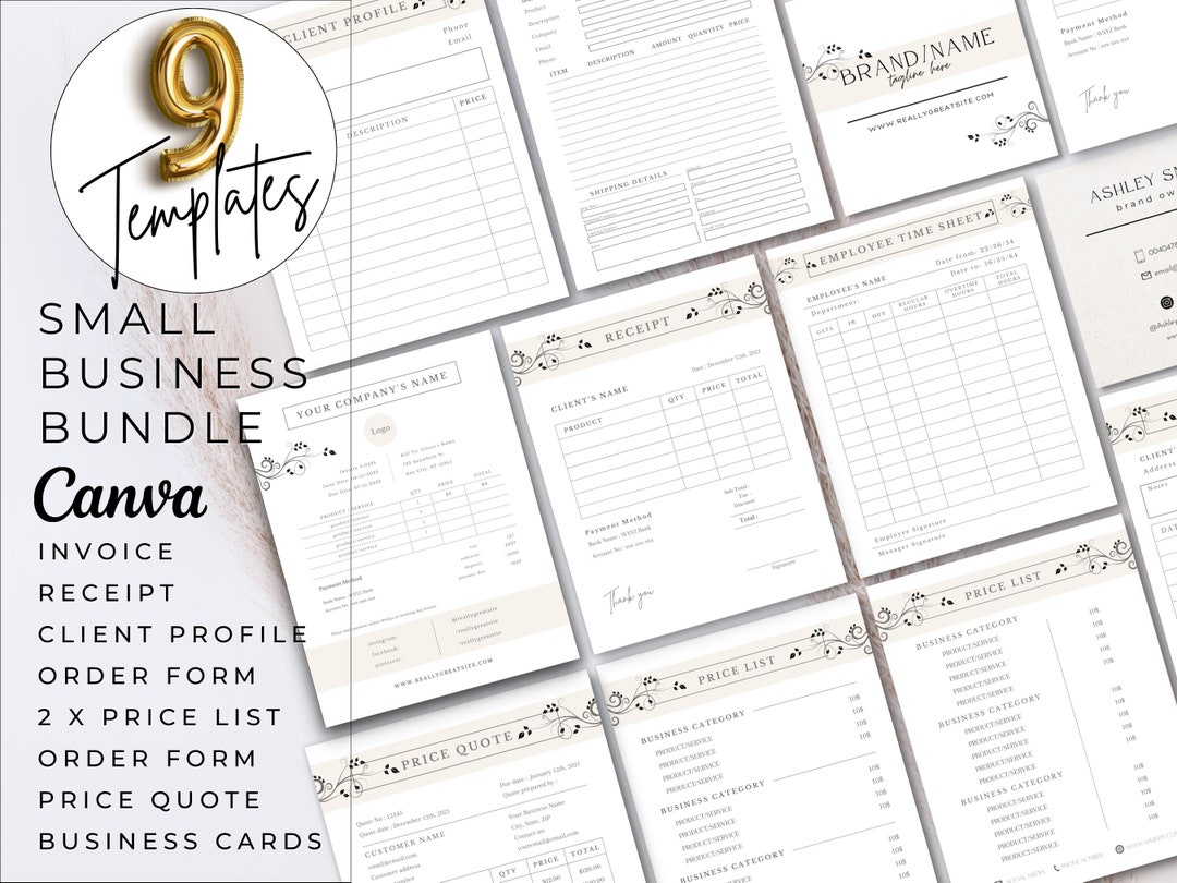 BUSINESS BUNDLE Small Business Documents Templates Invoice - Etsy