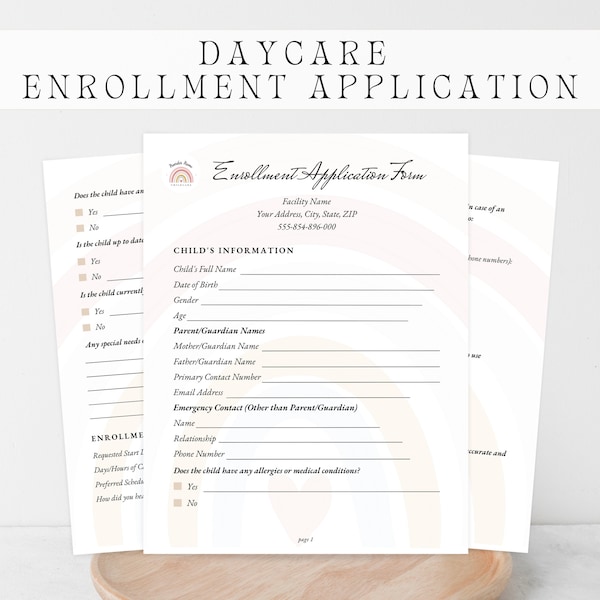 Daycare Registration - Etsy