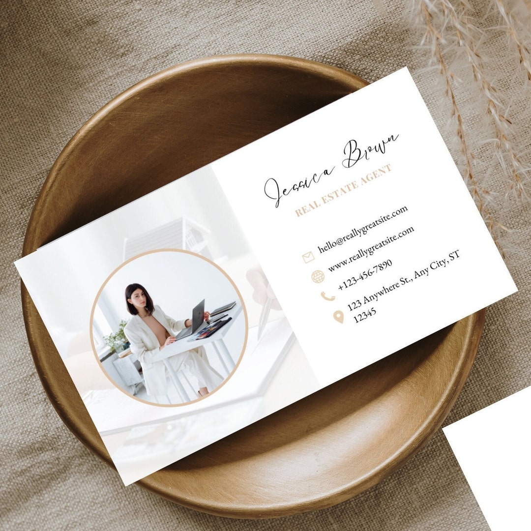 REAL ESTATE BUSINESS Card, Editable Realtor Business Cards Template ...