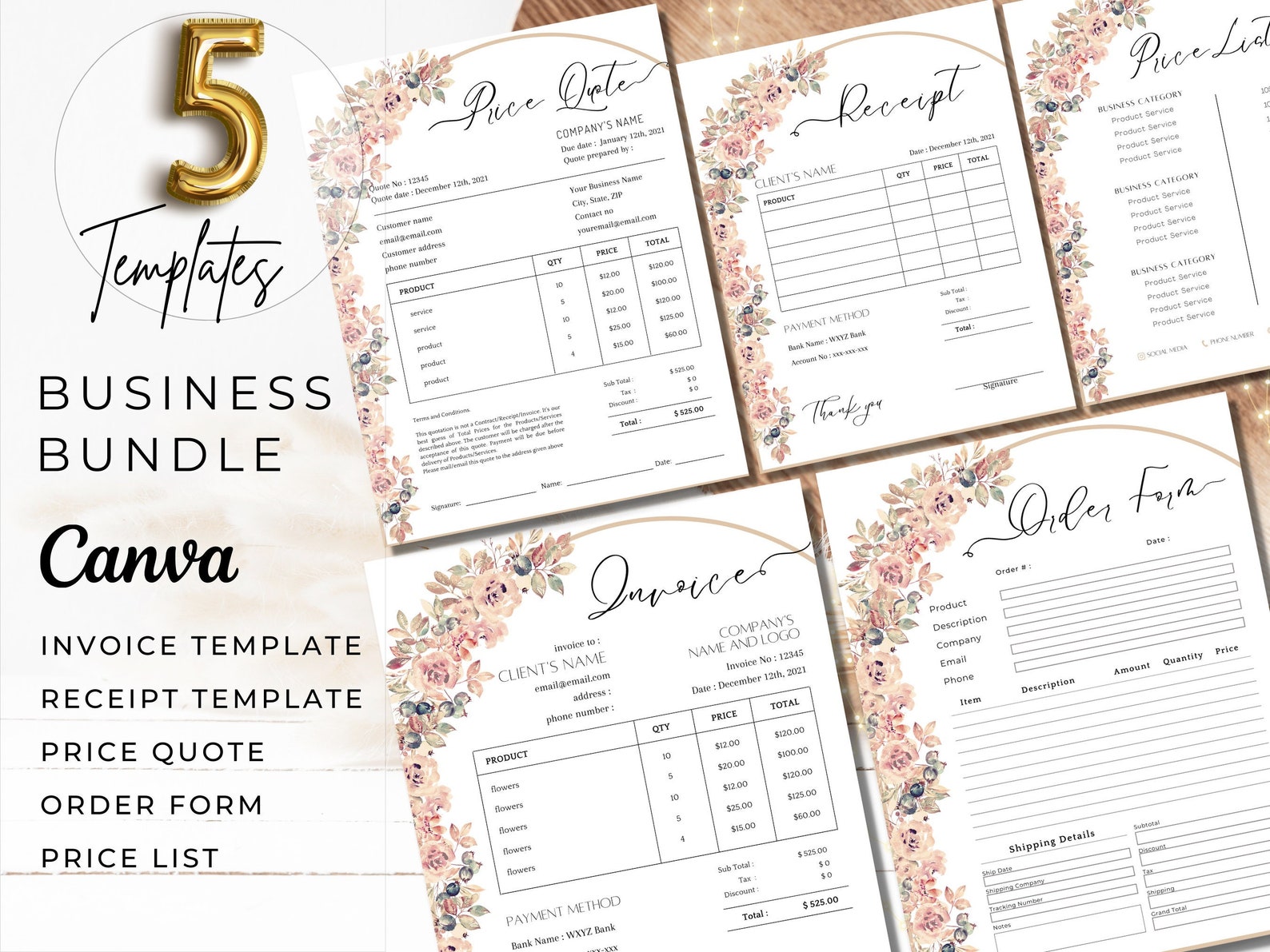 BUSINESS TEMPLATES BUNDLE Small Business Document Templates - Etsy