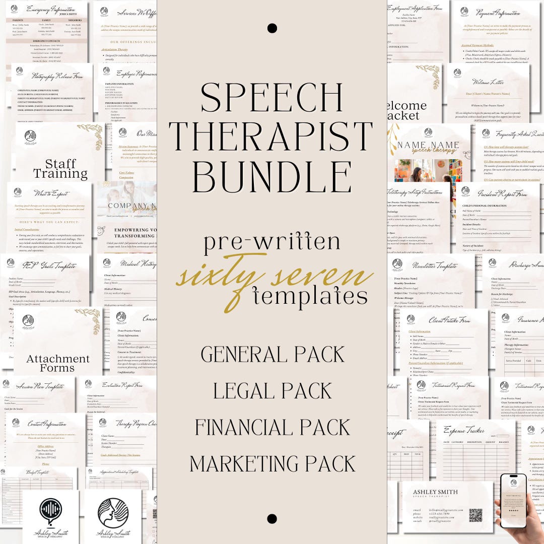 SPEECH THERAPY Forms Bundle – Editable SLP Templates for Speech ...