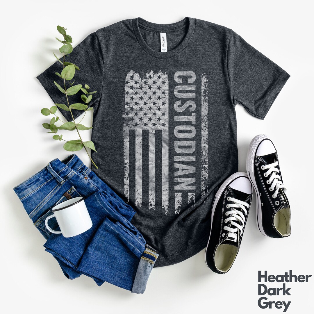 Custodian American Flag T-shirt, Janitor Appreciation Gift - Etsy