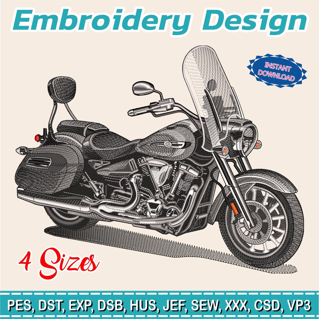 Embroidery Design / Yamaha Motorcycle / Motorcycle/ Biker / 4 Different ...