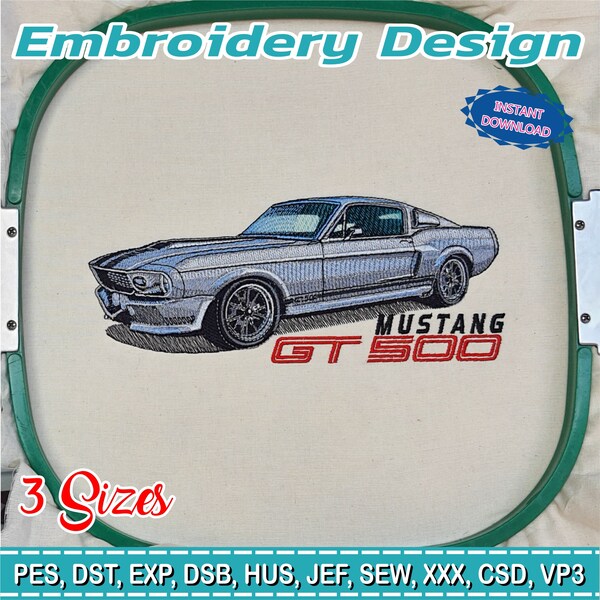 Mustang Gt Embroidery File - Etsy