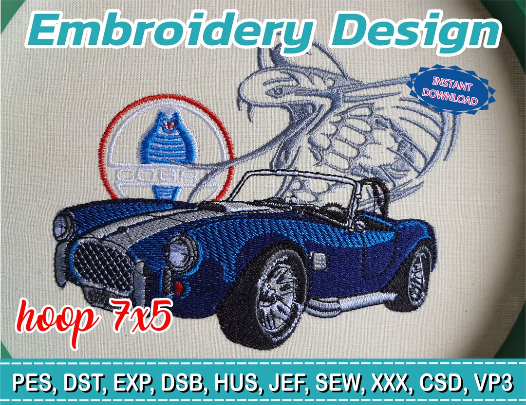 Embroidery Design / Shelby / Shelby Cobra / 4 Different Sizes / INSTANT ...