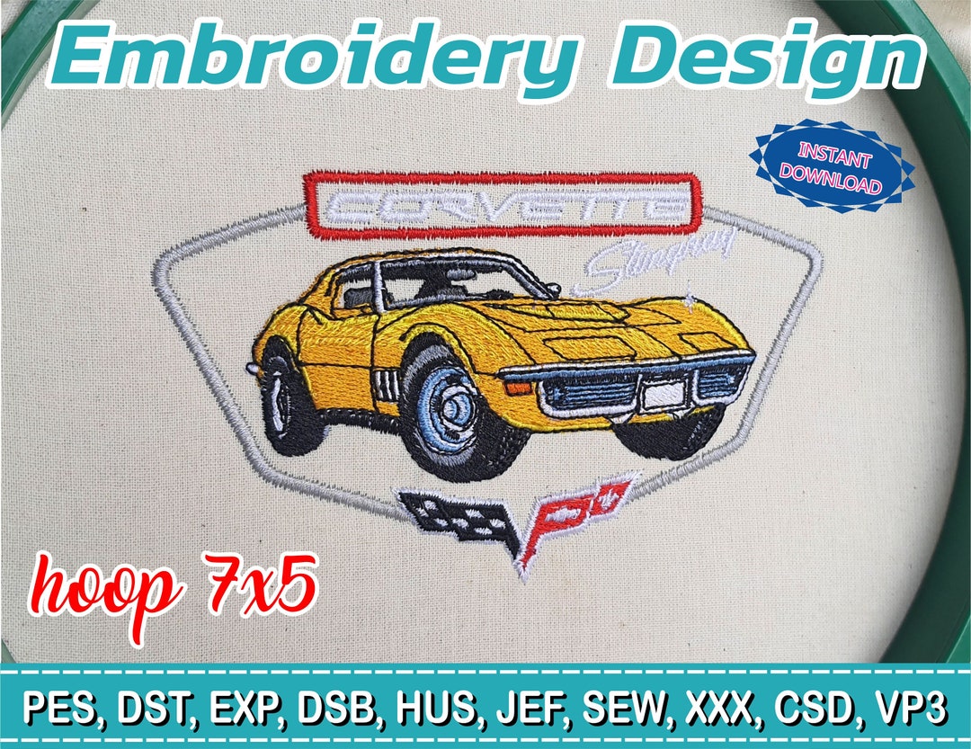 Embroidery Design / 1968 Corvette 427 Coupe Daytona / 4 Different Sizes / INSTANT Download / Car ...