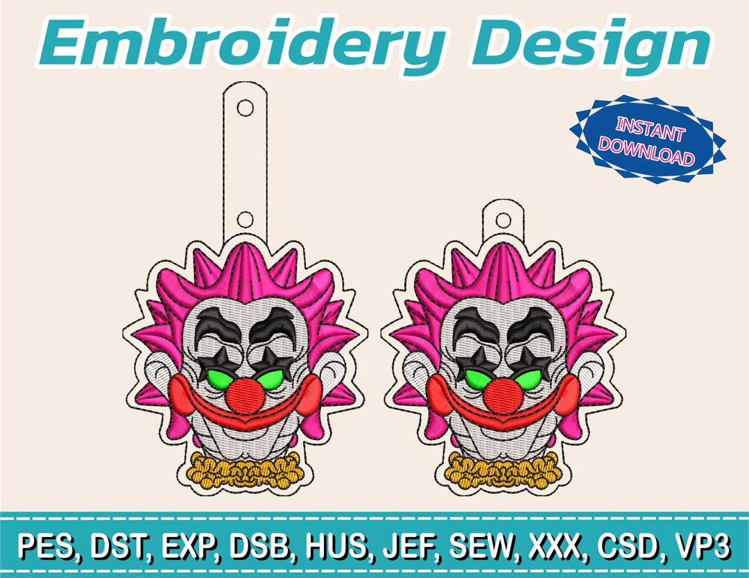Embroidery Designs / Clown Keychain / Horror Keychain / 2 Models / Bad ...