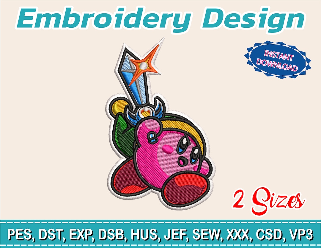 Embroidery Designs / KIRBY / KIRBY With Sword / KIRBY Iron on Patch ...