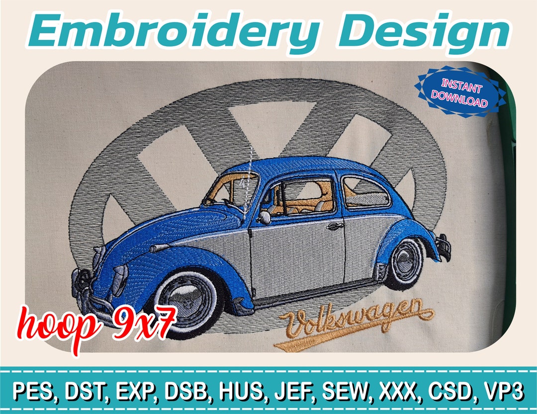 Embroidery Design / Volkswagen / Volkswagen Beetle / 4 Different Sizes ...