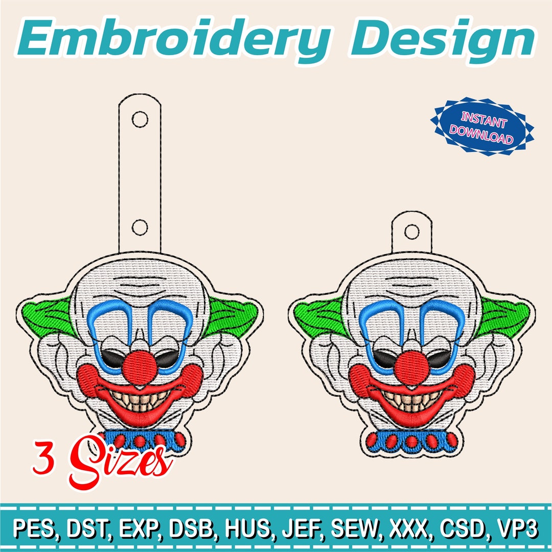 Embroidery Designs / Clown Keychain / Horror Keychain / 2 - Etsy