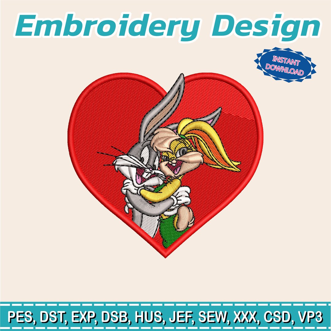 Embroidery Design / Rabbits in Love / Ideal for a Boyfriend's Gift ...