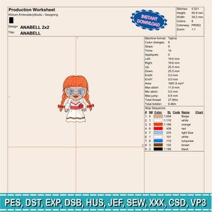 Embroidery Designs / Annabelle / Anabel Doll / 3 Sizes / Can - Etsy