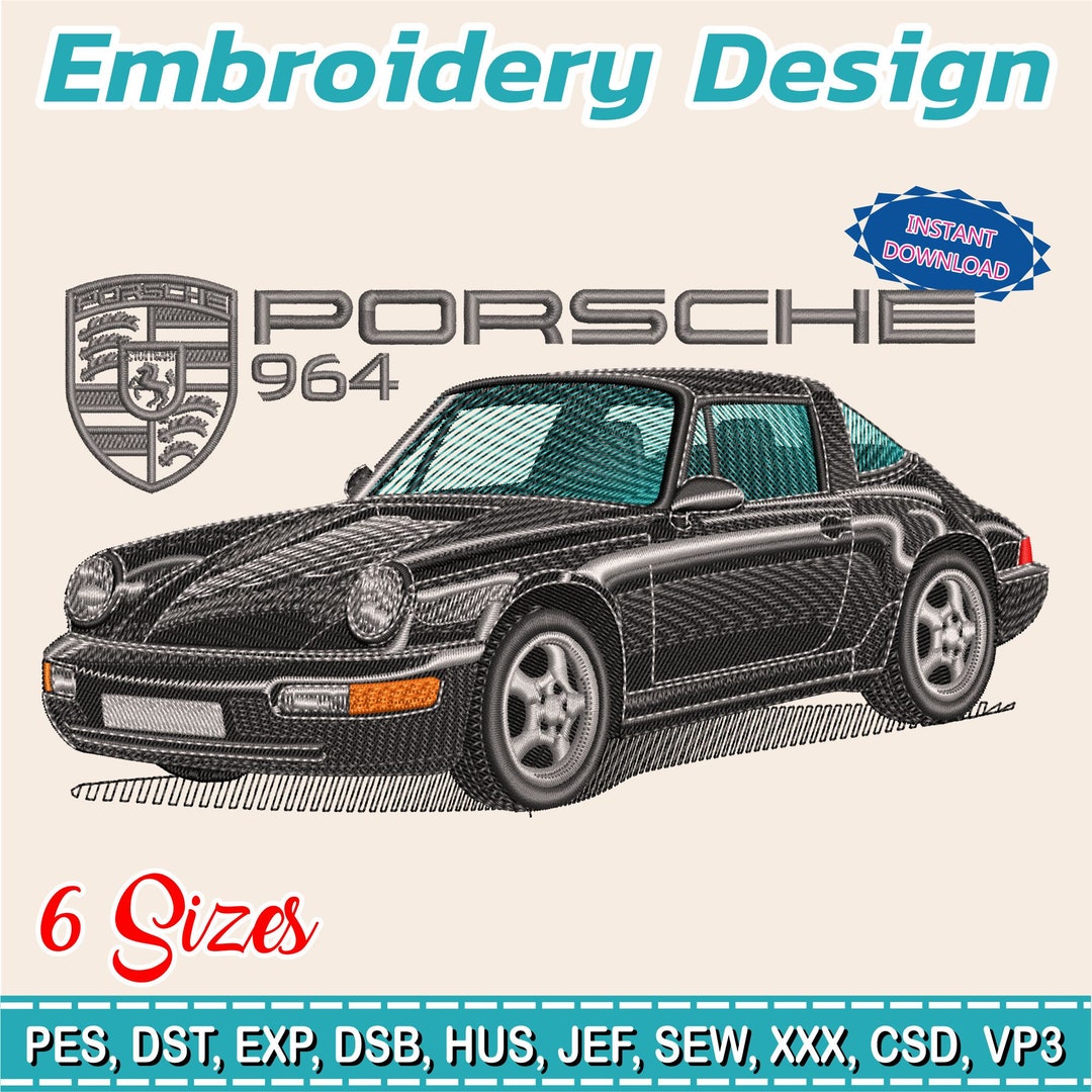 Embroidery Design / Porsche 964 / Sports Car / 6 Different Sizes ...